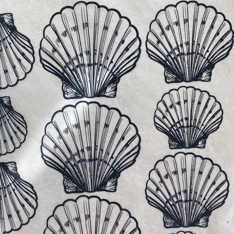 Shells Scallop Underglaze Transfer Sheet - Black - Bath Potters Supplies