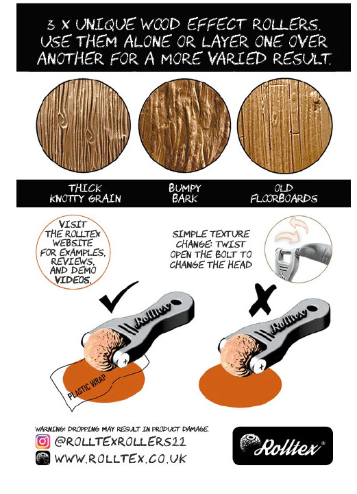 Rolltex Wood Roller - Bath Potters Supplies