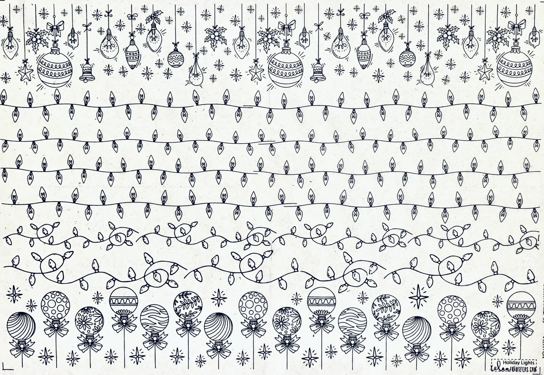 Holiday Lights Underglaze Transfer Sheet - Bath Potters Supplies